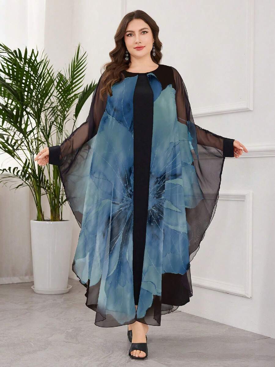 Lacomfia Elegant Style Digitally Printed Plus Size Arabian Dress ...