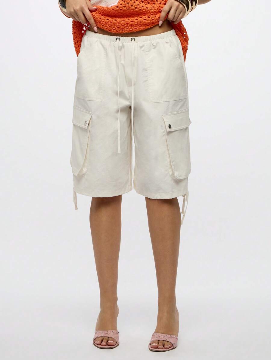 SUMWON WOMEN Parachute Cargo Shorts Drawstring Waist Utility Summer ...