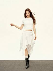 Rina Fox 2 pezzi Set top e gonna da donna in pizzo con profilo ...