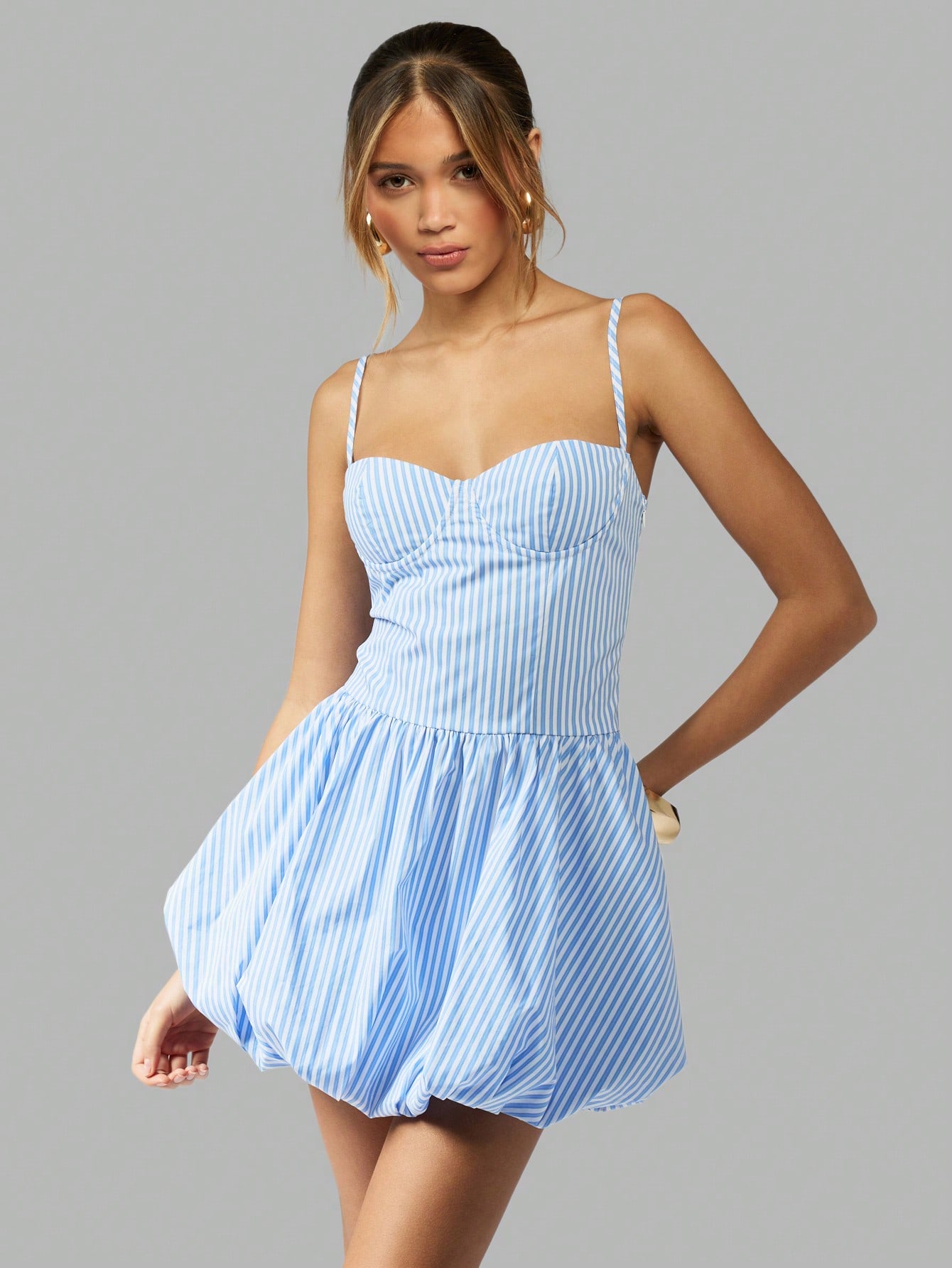 Bubble Hem Mini Dress Sweetheart Neckline Spaghetti Strap Summer Spring ...