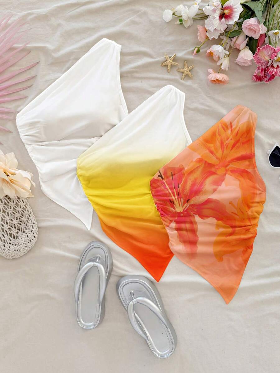 Soleia Conjunto de 3 piezas de ropa de playa para mujer: Top de hombro ...