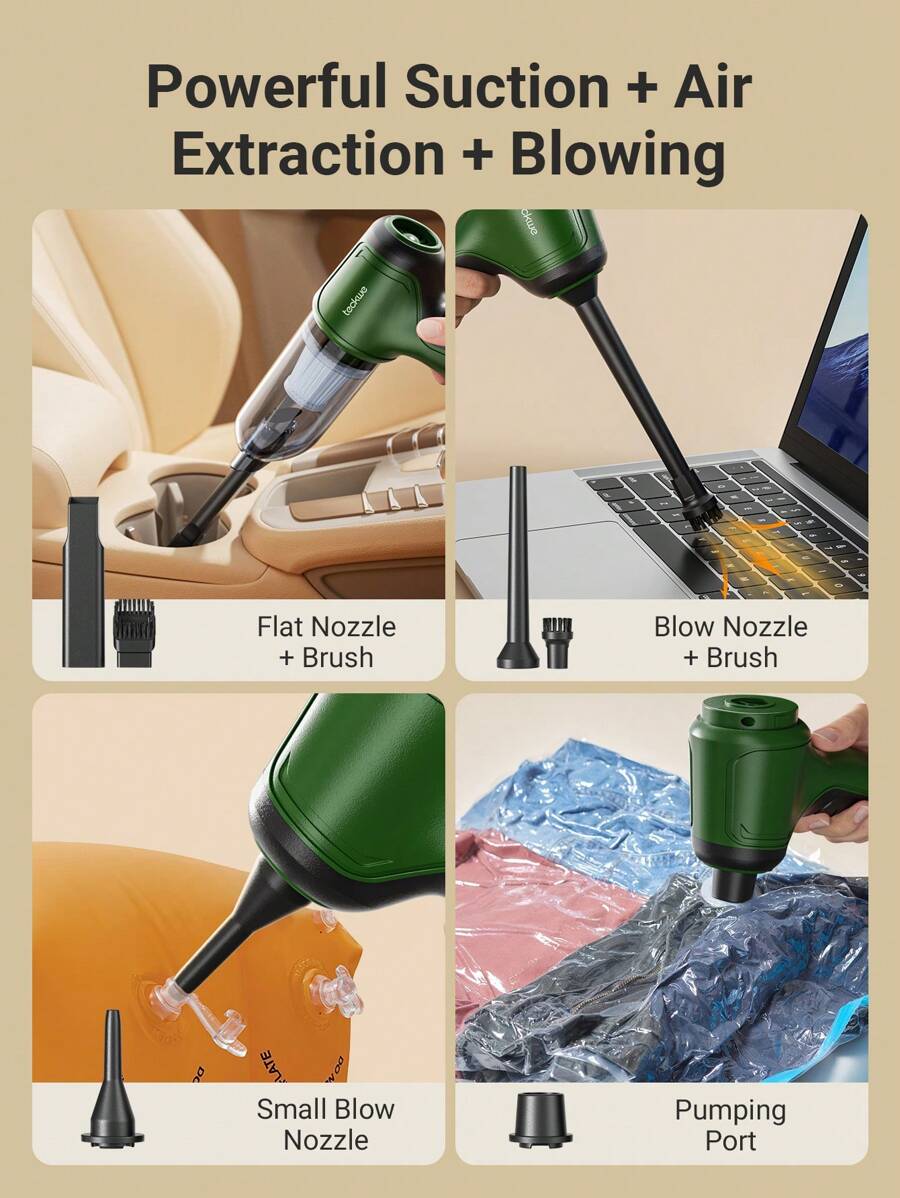 Teckwe 3 In 1 Cordless Vacuum Cleaner - Powerful Suction, Air ...