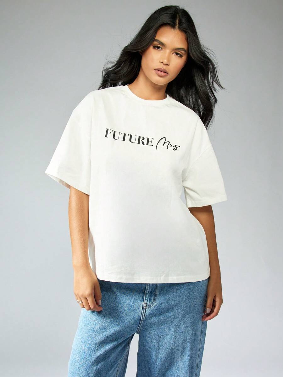 MISSGUIDED Future Mrs Bridal Slogan Oversized T-Shirt Wedding ...