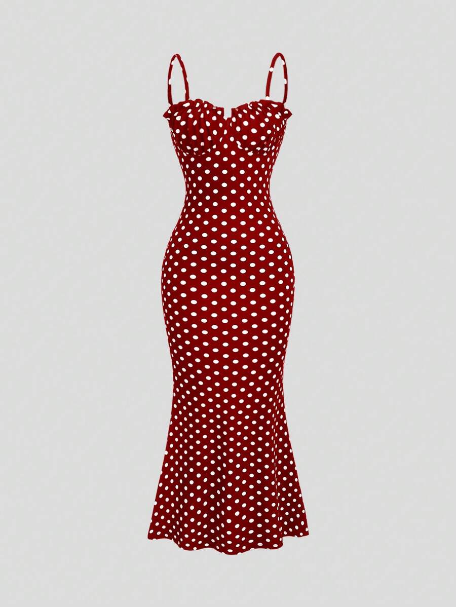 Sweetra Spring/Summer Black & White Polka Dot Sexy Backless Spaghetti ...