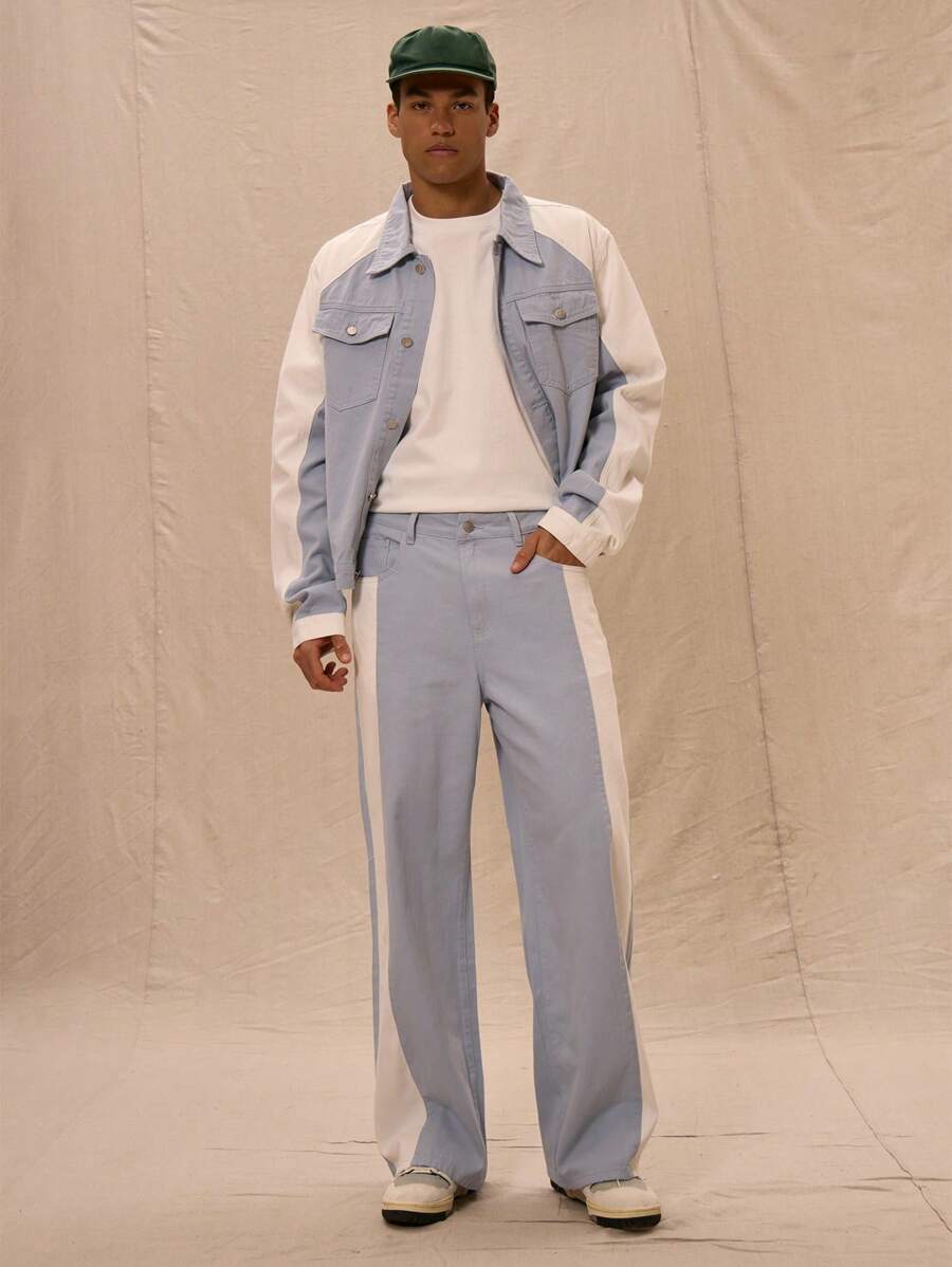 Musero Vaqueros rectos de pierna con panel de contraste en denim ...