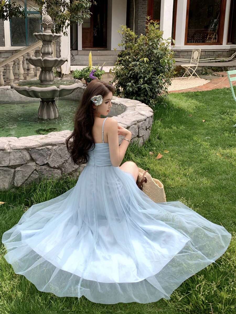 DAZY Romantic Flowing Sand Tulle Ballerina Dress, Figure-Flattering ...