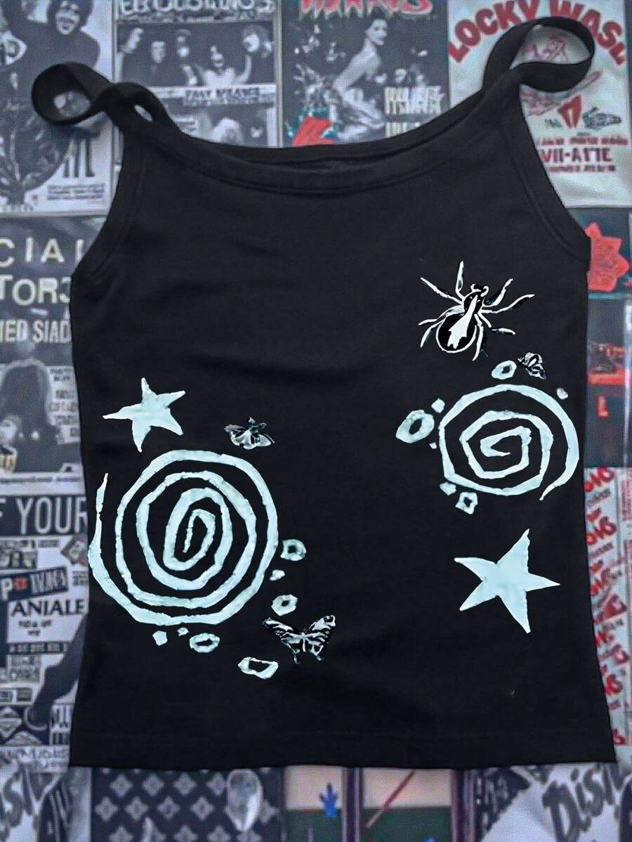 Punk Rock Goth Style Black Cropped Cami Top, 2000s Y2K Vintage ...