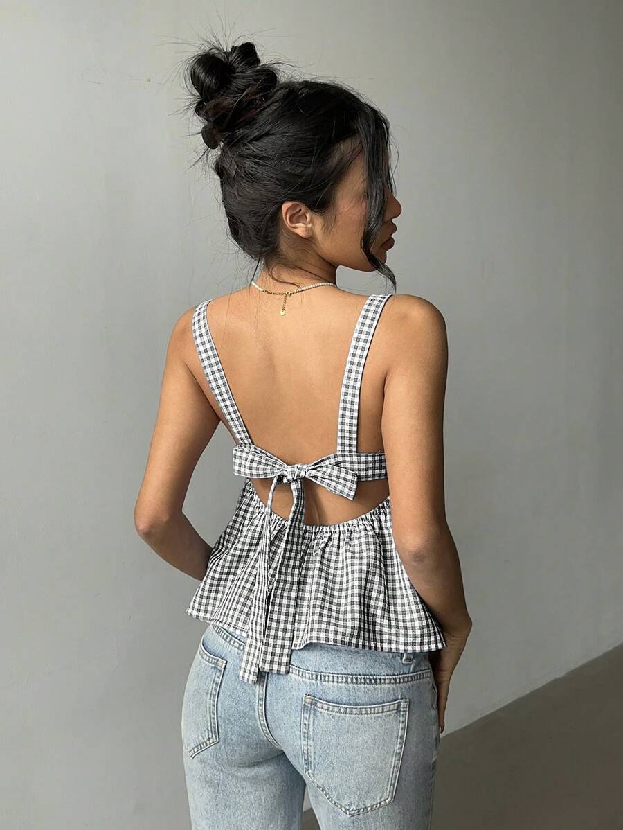 Aloruh Women's Sexy Backless Bowknot Camisole For Summer,Rave Top | SHEIN USA