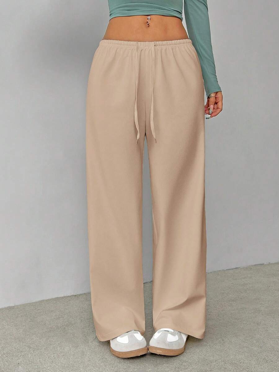 SHEIN PETITE Soft White Knitted Home Pants, Loose Pants | SHEIN USA