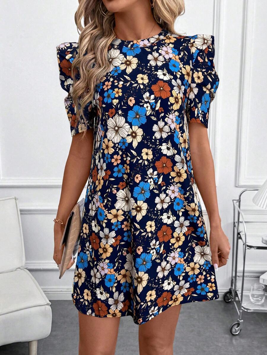SHEIN Clasi Women's Early Spring Floral Print Short Sleeve Dress ...
