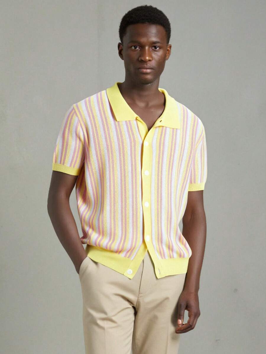 Manfinity CityGents Men's Casual Vacation Colorblocked Striped Knit ...