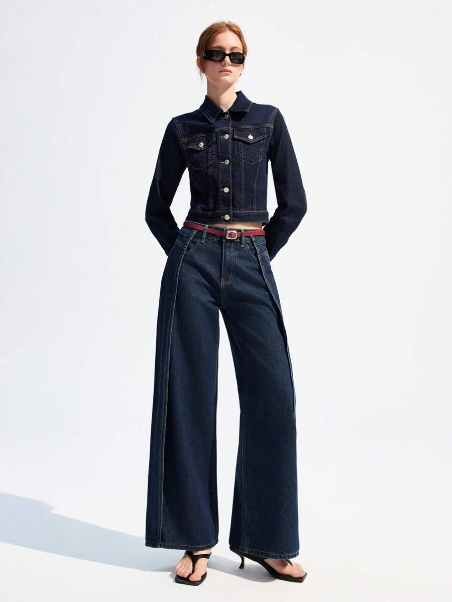 LYSMO Women's Casual Extra Long Denim Jeans With Pocket Details And ...