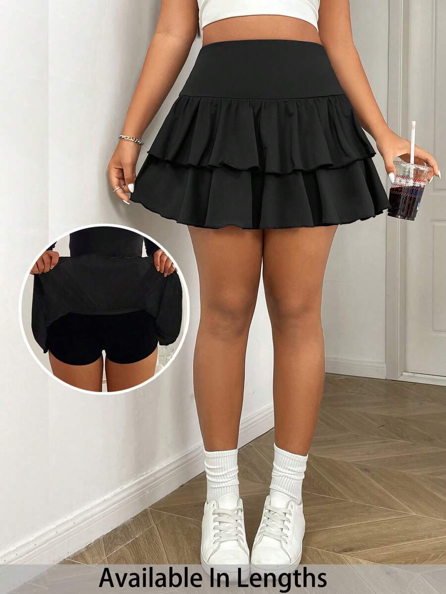 SHEIN Tall CURVE Falda negra casual y versátil de tallas grandes con ...