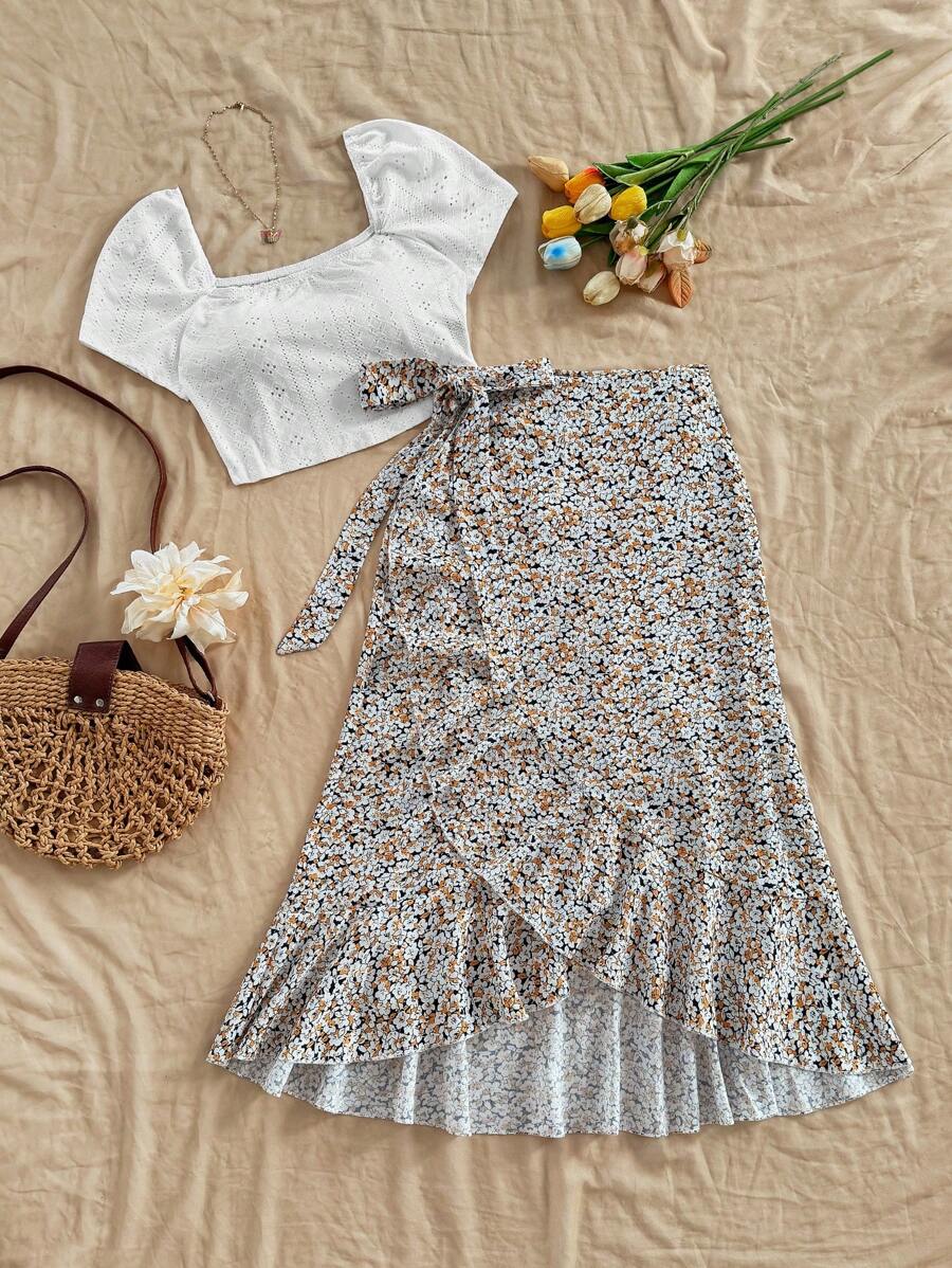 SHEIN WYWH WYWH Women Vacation Spring Break White Top Solid Crop Top ...