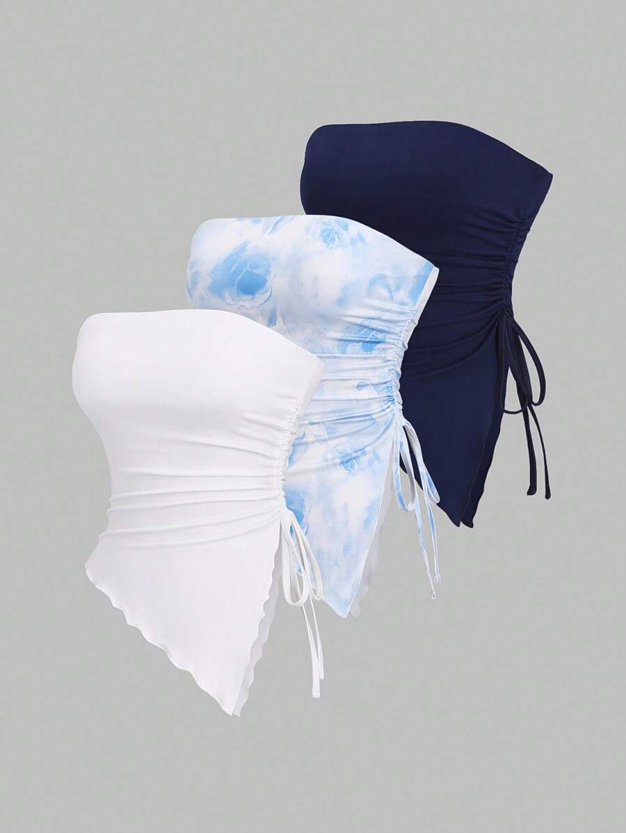 Sweetra Y2K Sexy Asymmetrical Ruched Drawstring Cropped Tank Top ...