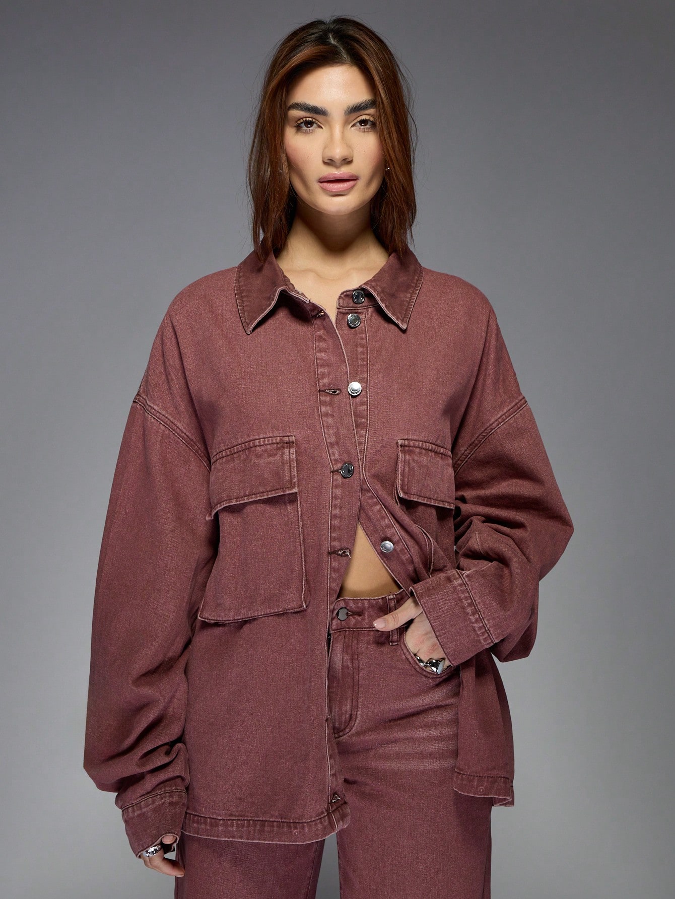 Designer Oversized Utility Denim Jacket Distressed Autumn Winter ...