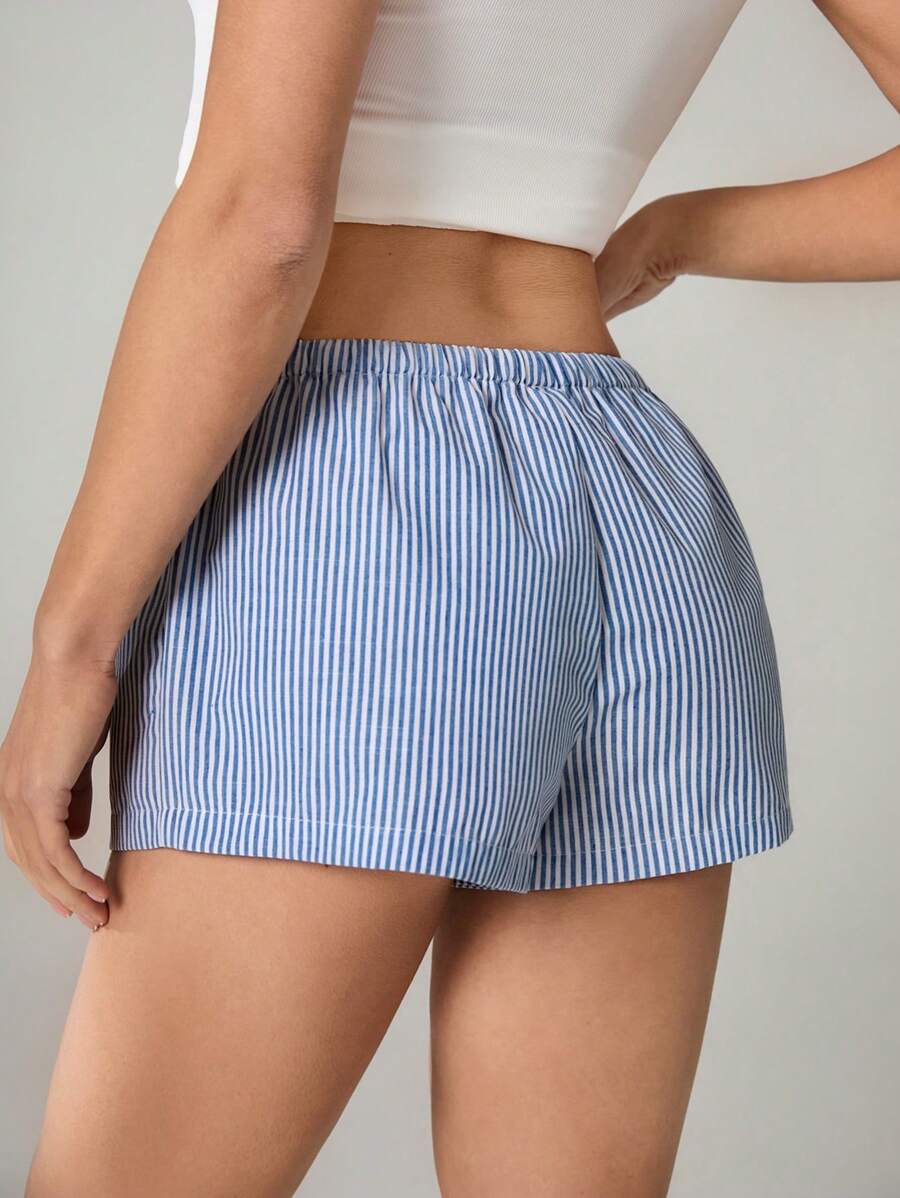 SHEIN Tall 2pcs/Set Women Linen Striped Shorts for Sale Australia| New ...