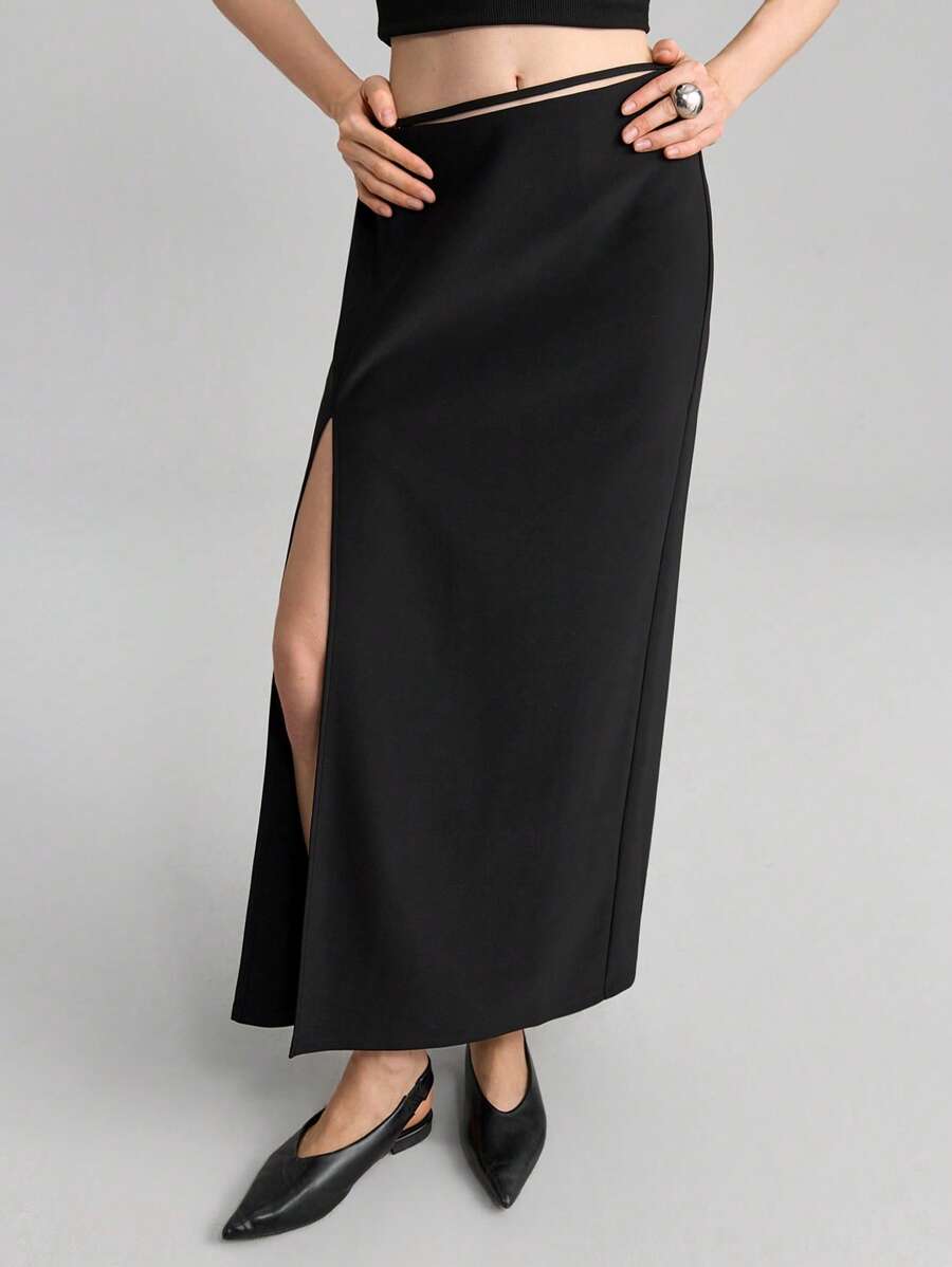 Ontre 2025 New Music Festival Skirt, Graduation Skirt, Urban Style Black Knit Material Women's A ...