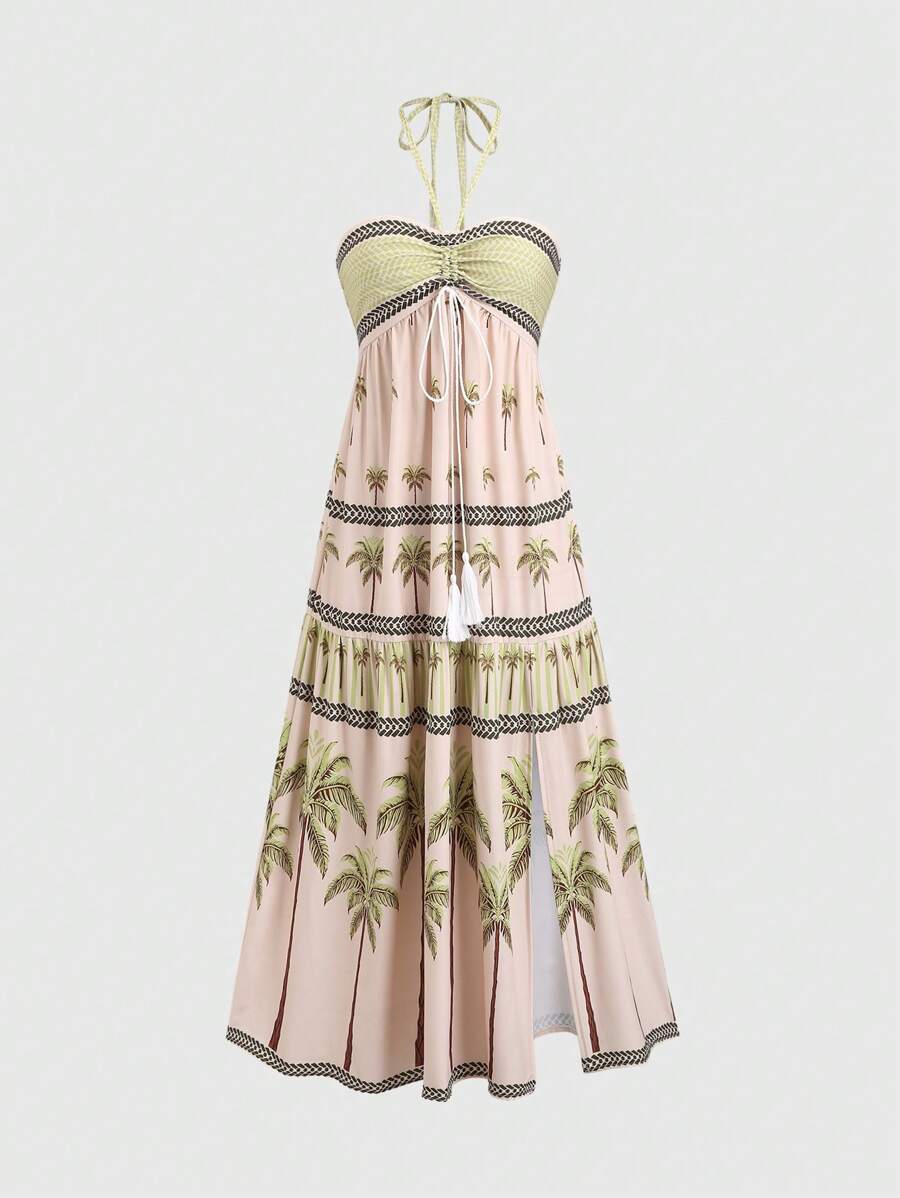 SHEIN PETITE Boho Style Vacation Beach Spaghetti Strap Long Dress For ...