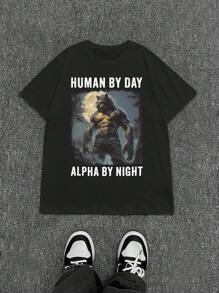 Noixe Funny Day Human Night Sigma Alpha Wolf And Woman Design T-Shirt ...