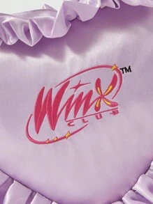 Winx Club X ROMWE Women's Letter Embroidery Ruffle Trim Heart-Shaped ...