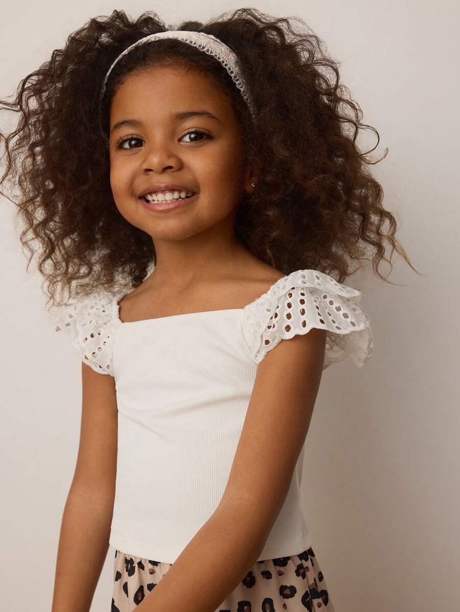 Maija Kids Maija Kids Young Girl Vintage Style Minimalist Ruffle Trim ...