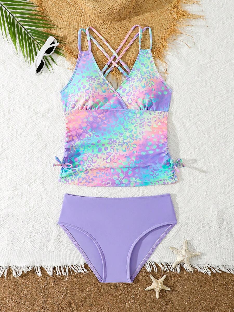 Teen Girl Ombre Leopard Print Tankini Set | SHEIN South Africa
