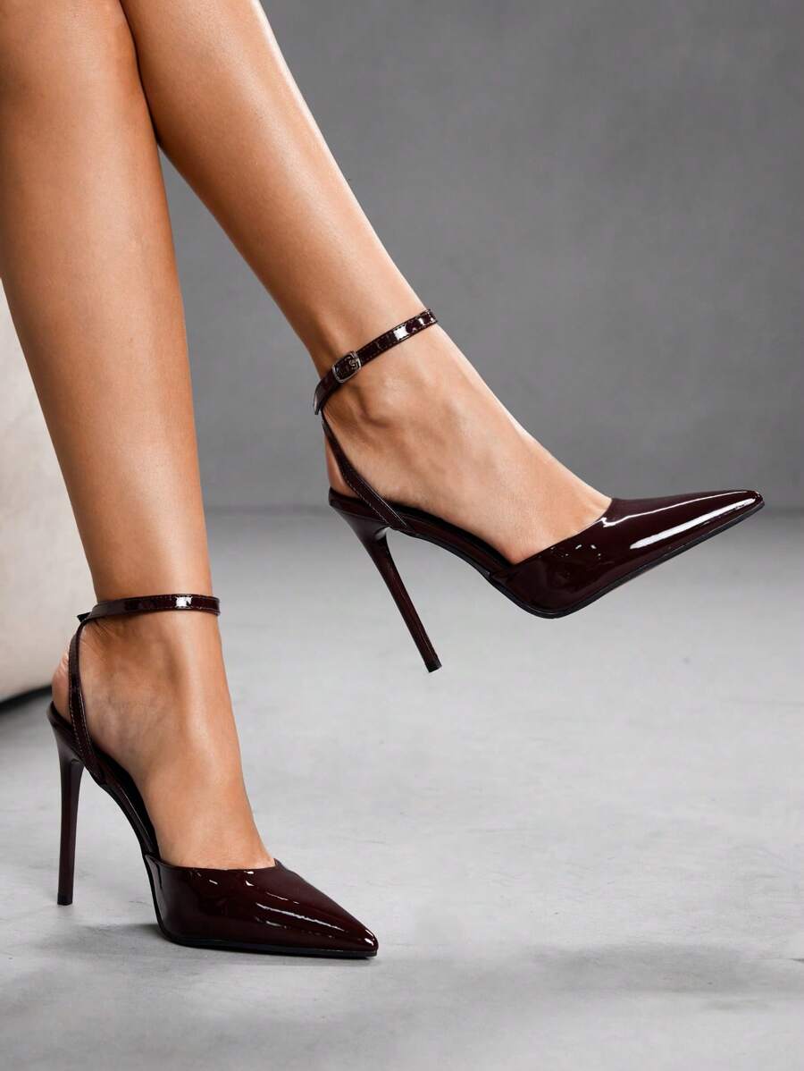 CUCCOO SZL Women's Wine Red Peep Toe Fashion Pumps Burgundy High Heels ...