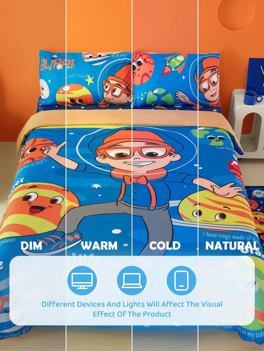 Blippi X SHEIN Funny Cartoon Print Bedding Set | SHEIN USA