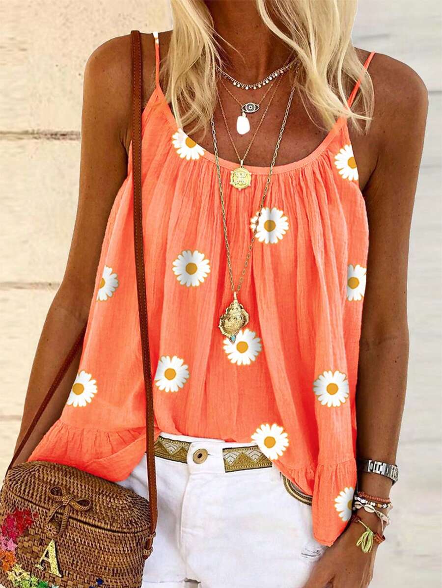 Breezaya Women's Floral Printed Spaghetti Strap Cami Top, Suitable For ...