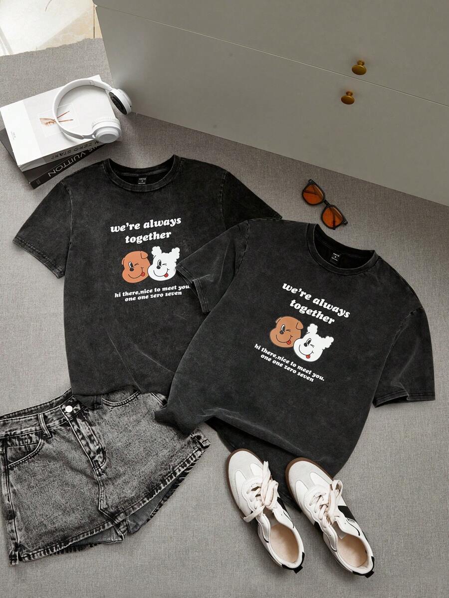 one one zero seven Couple's Matching Graphic Tees, Artist Men Black ...