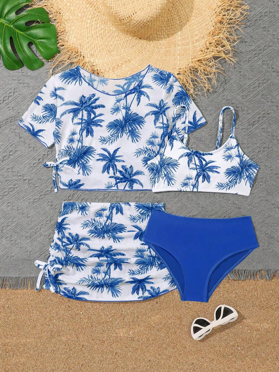 SHEIN Tween Girl Random Print Swimsuit Set | SHEIN USA