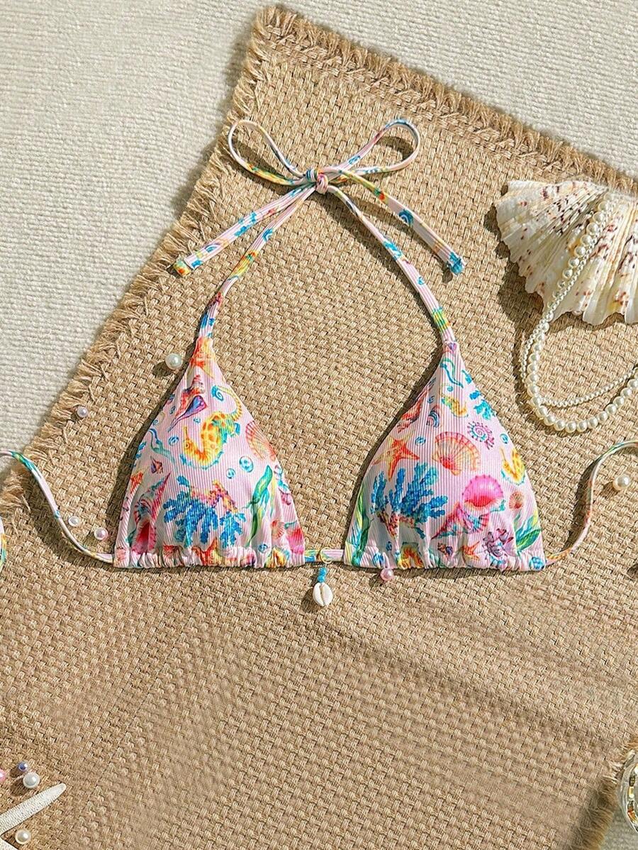 Swim Mod Women Beach Summer, Random Print & Ribbed Textured Fabric ...