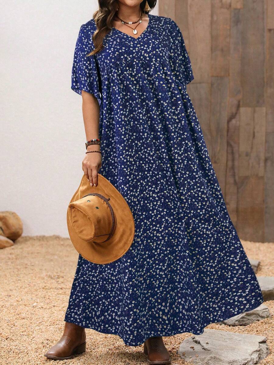 EMERY ROSE Plus Size Short Sleeve Casual Dress, Fashionable And ...