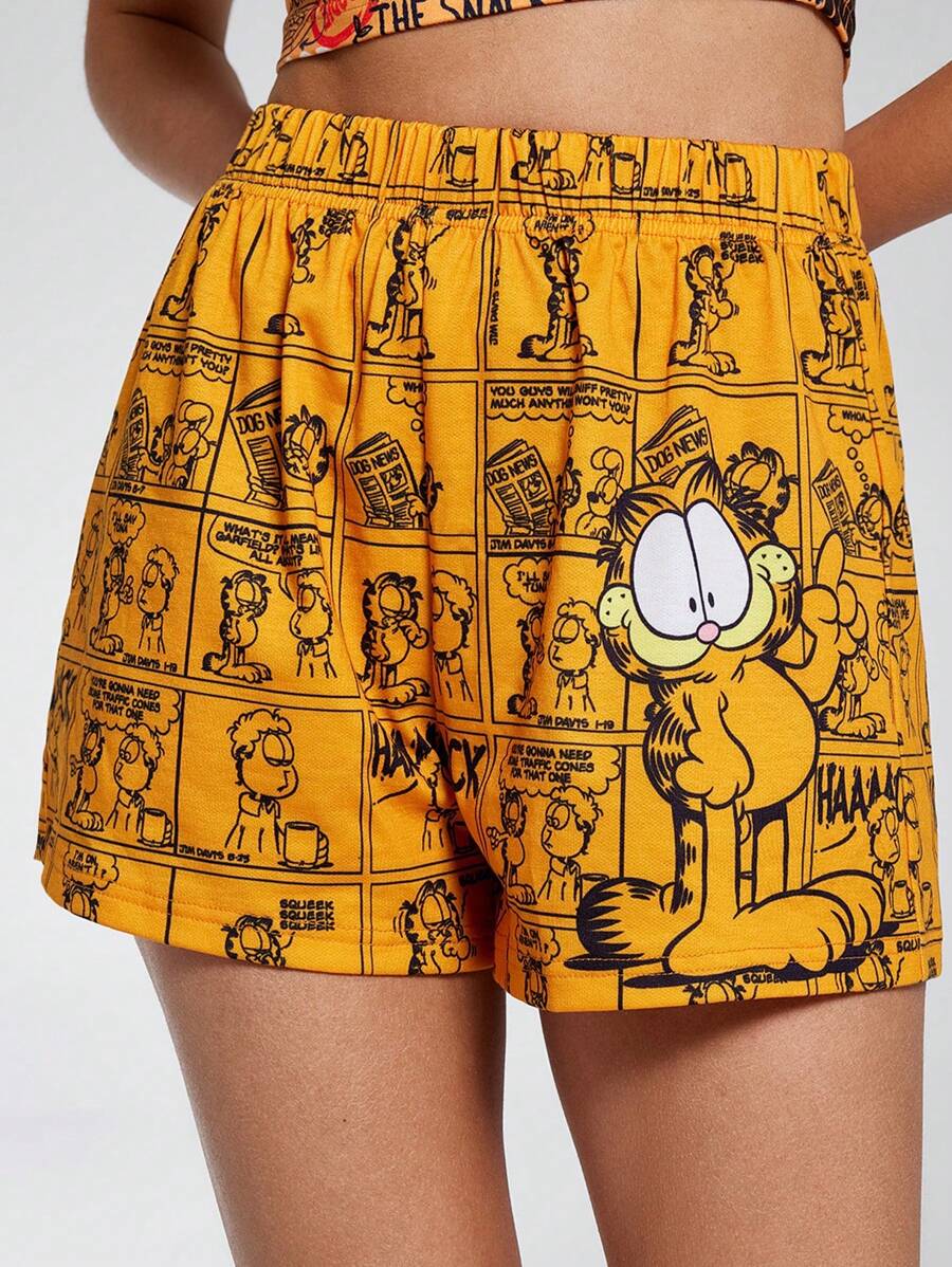 GARFIELD | SHEIN Damen Lässig Shorts mit elastischem Bund, süßer ...