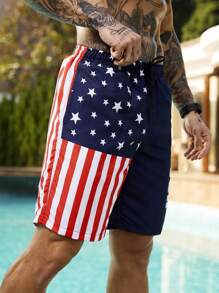 Surfspeed Men's Beach Shorts Drawstring Waist Front Tie Pocket Contrast ...