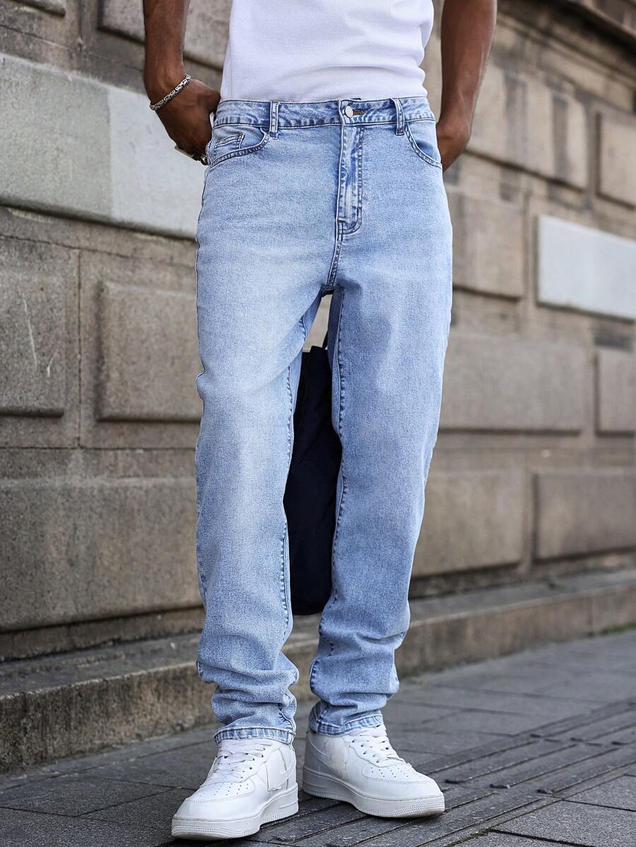Manfinity Hypemode Men's Light Blue Snow Washed Vintage Distressed ...