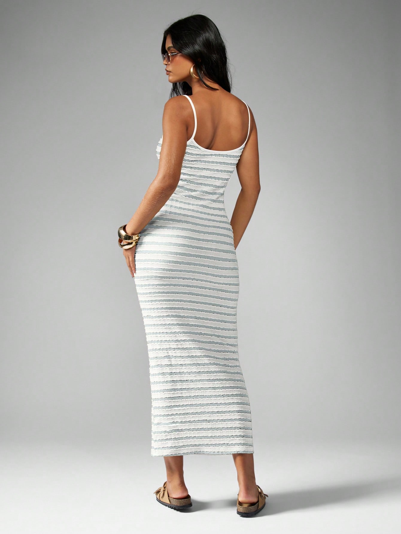 MISSGUIDED Strappy Ribbed Bodycon Form Fitting Ankle Length Maxi Dress ...