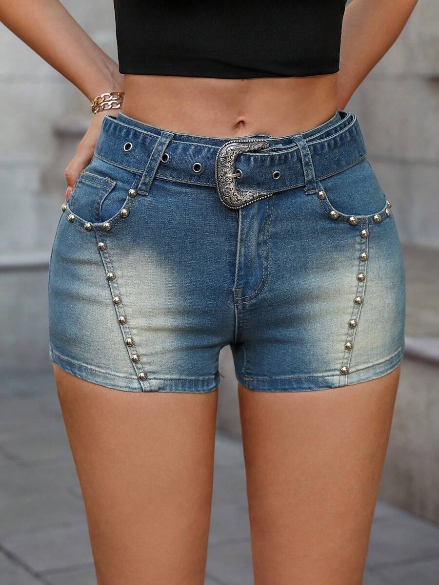 SHEIN Frenchy Damen Lässig Vintage gewaschene Denim Shorts, vielseitig ...