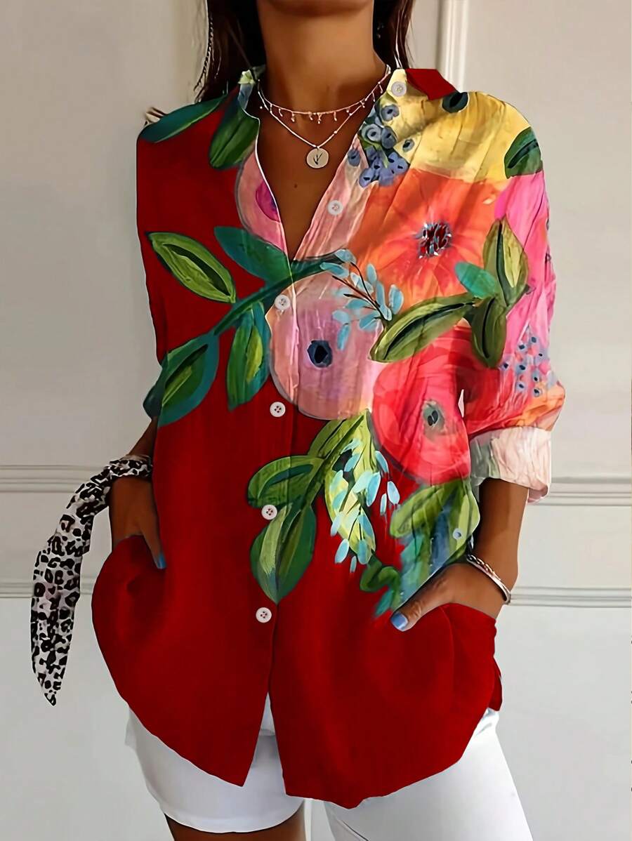 INAWLY Floral Print Button Design Women Blouse | SHEIN USA