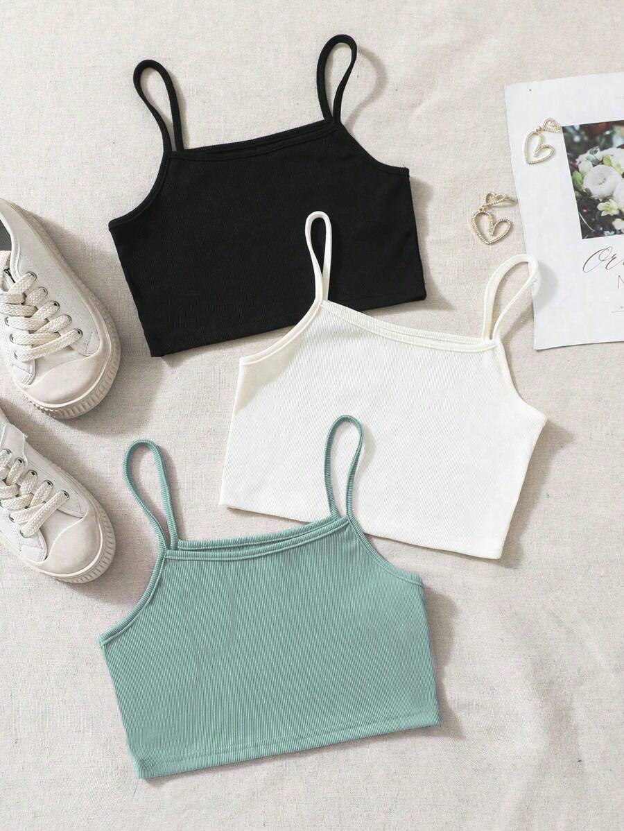 SHEIN 3pcs/Set Tween Girls Classic Minimalist Comfy Versatile Tank Top ...
