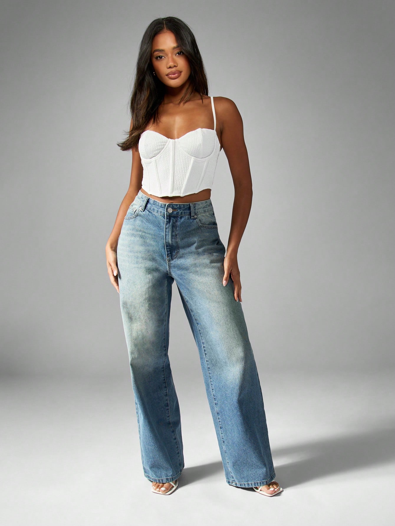 MISSGUIDED Ribbed Structured Corset Style Crop Tank Top｜MISSGUIDED