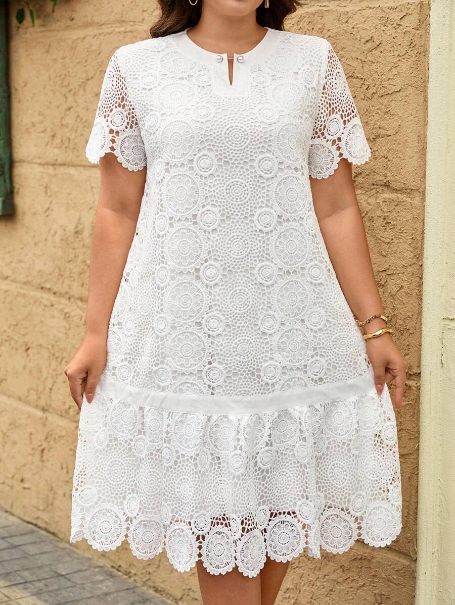Reflora Plus Size White Summer Elegant Silky Wedding Bridal Women Lace ...