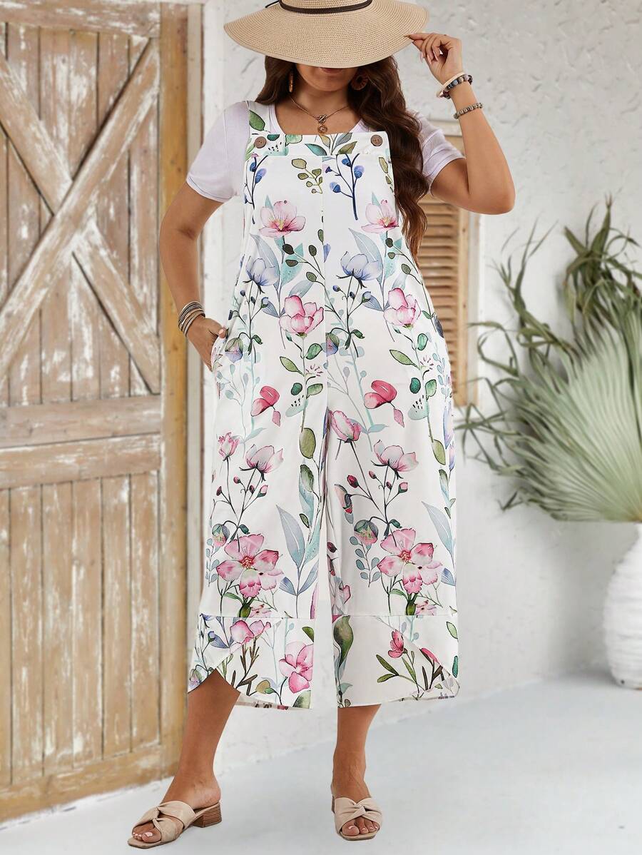 EMERY ROSE Plus Size Short Sleeve Fashionable Jumpsuit Suitable For ...