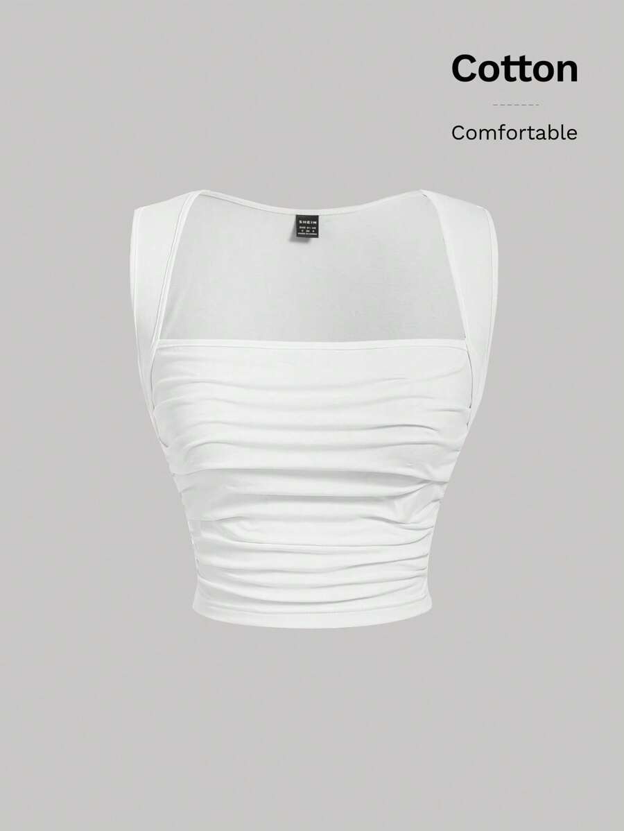 SHEIN MOD Solid Ruched Side Tank Top | SHEIN USA