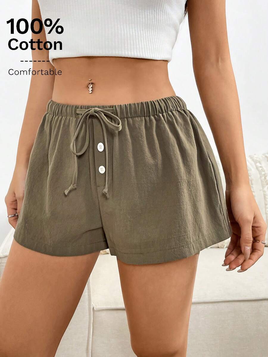 SHEIN EZwear Women Solid Color Casual Shorts, Minimalist Style For ...