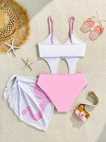 Tween Girls One-Piece Swimsuit, 2025 New Bowknot Swimwear, Holiday ...