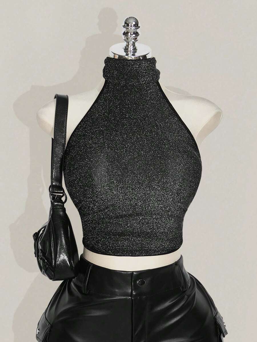 SHEIN ICON Top corto con brillo en talla grande para fiesta Y2K con ...