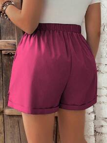 Calvaya Plus Size Women Solid Color Drawstring Waist Pockets Casual ...