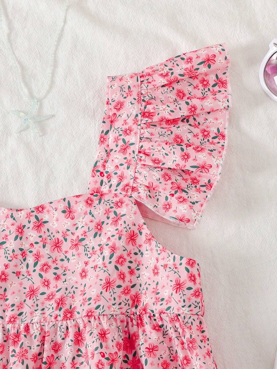 Tween Girls Summer Ditsy Floral Top Cute Cap Sleeve Blouse Suitable For Travel For Sale